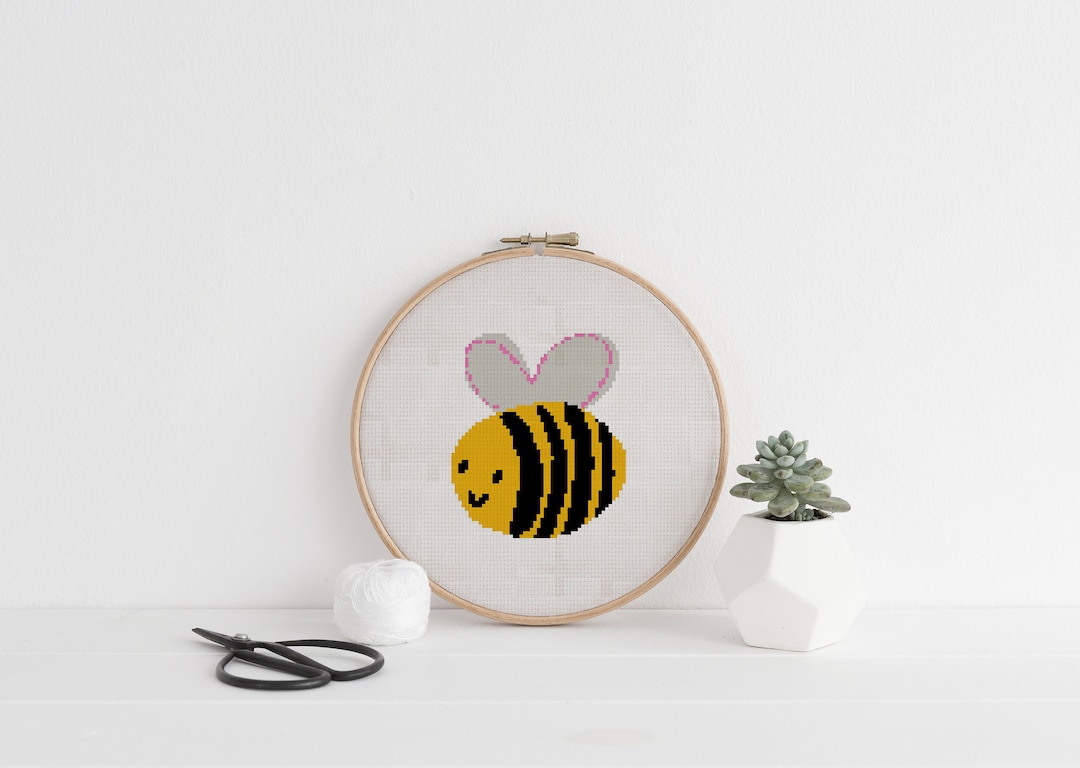 Cute Bee Cross Stitch Pattern PDF – Spring Bee – Quick Stitch Project ...
