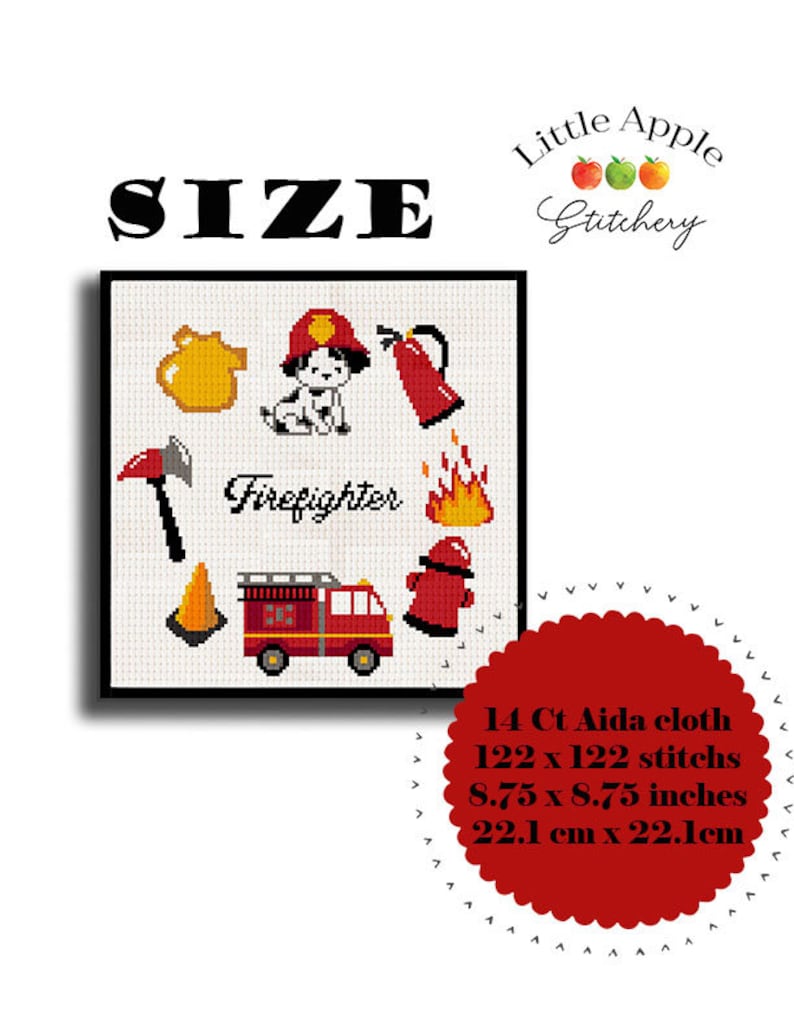 Firefighter Cross Stitch Pattern PDF Essential Worker - Etsy