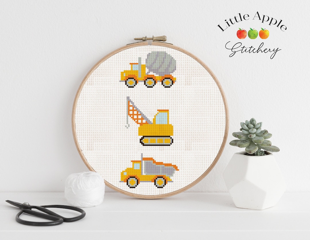 Construction Truck Cross Stitch Pattern – Boy Embroidery - Quick Stitch ...