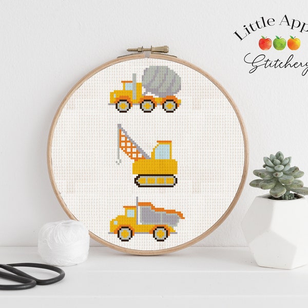 Cross Stitch Construction Truck Pattern - Etsy