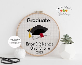 Graduation Cap 9 Pdf Cross Stitch Pattern new Design Instant Digital ...