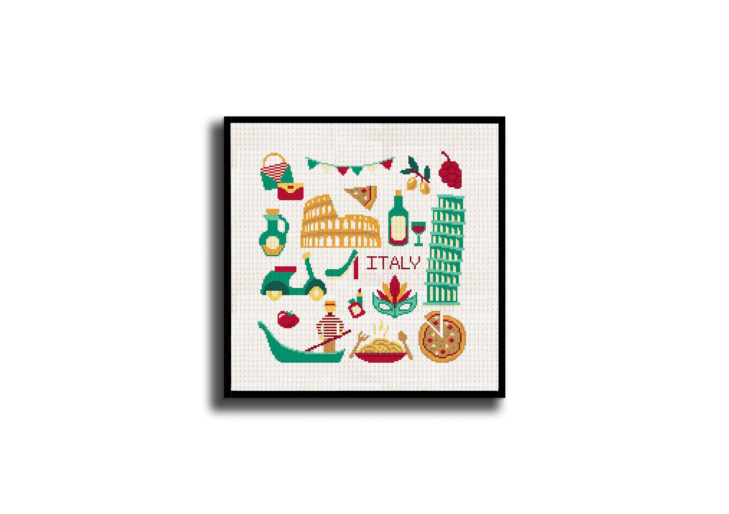 Italy Cross Stitch Pattern PDF Travel Cross Stitch Around - Etsy
