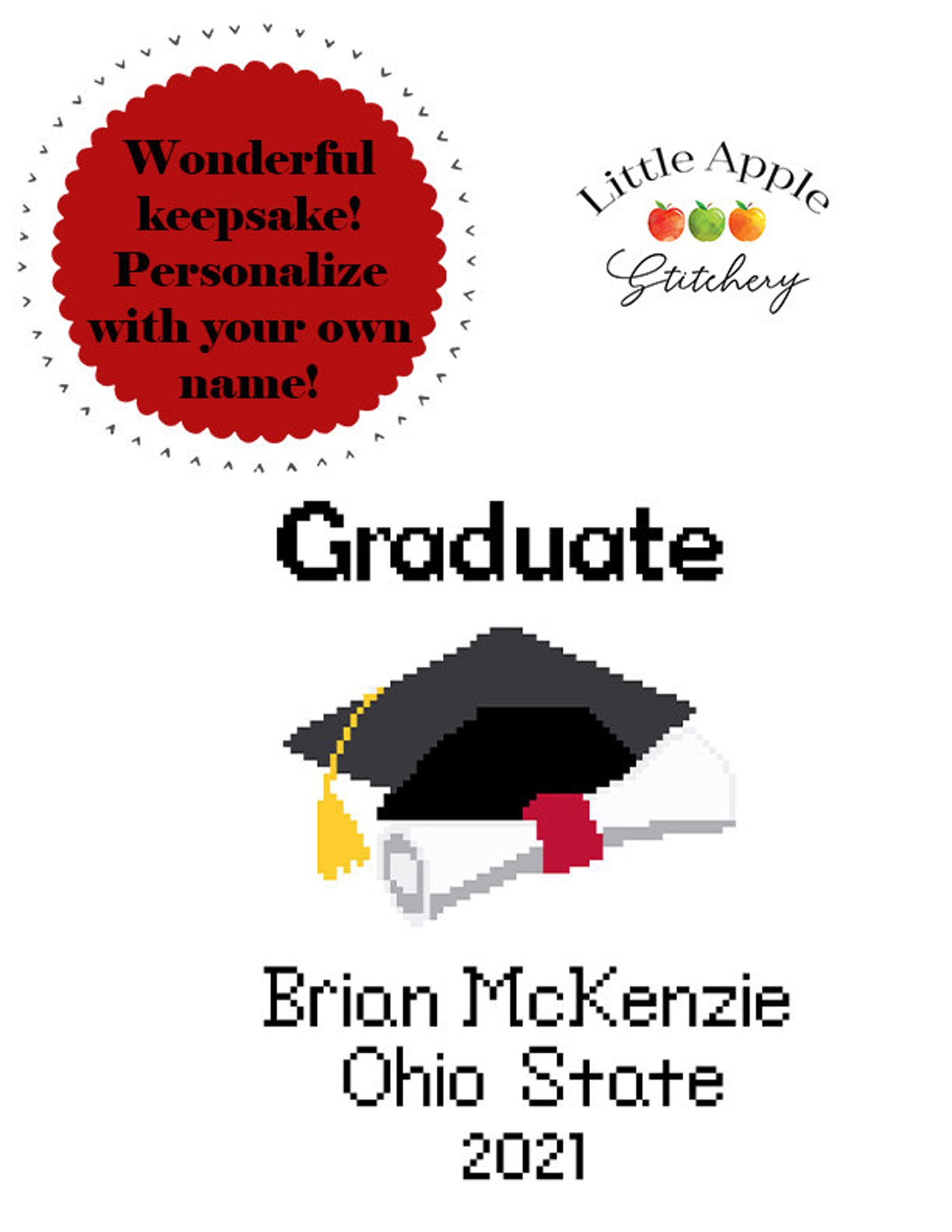 Graduation Cross Stitch Pattern PDF – - Etsy