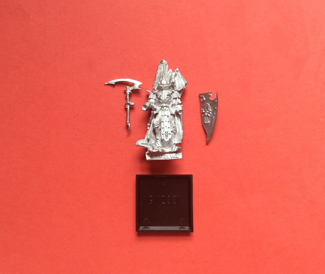 Dark Elf Dreadlord 2 With Shield AOS Dark Elves Rare OOP Metal ...