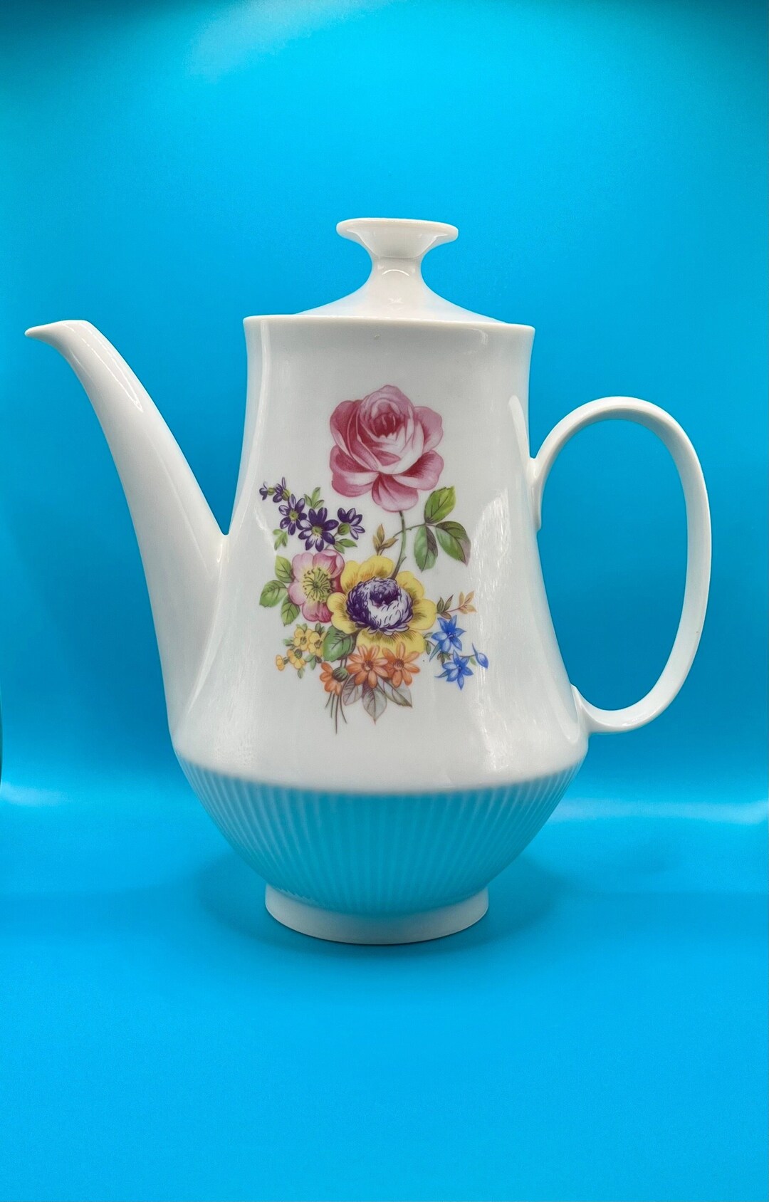 Pretty White Coffee Pot With Floral Decor, DDR Coffee Pot, DDR Vintage ...