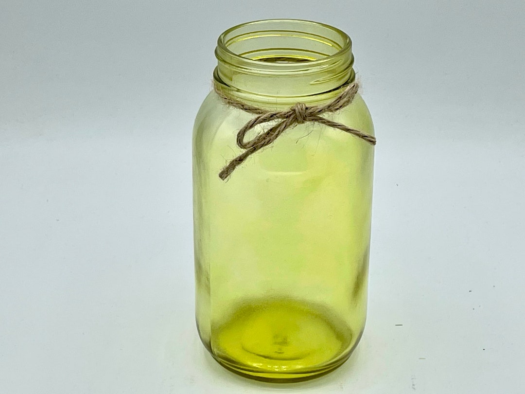 Yellow Tinted Stained Glass Jar With Jute Bow Create a - Etsy