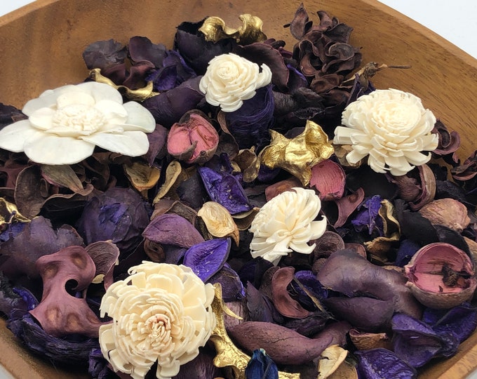 French Lavender Potpourri or Bowl Filler With Sola Wood Flowers, Purple ...
