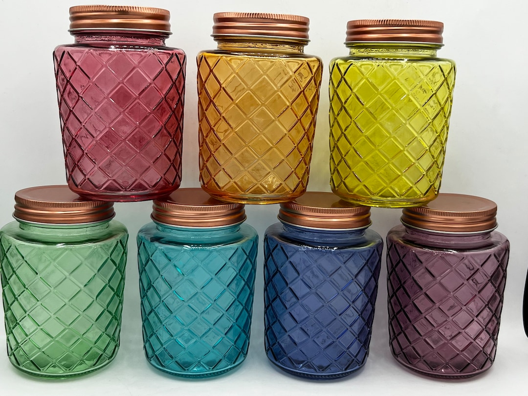 Pick Your Color Tinted Stained Glass Jars, Translucent Painted, Use as ...