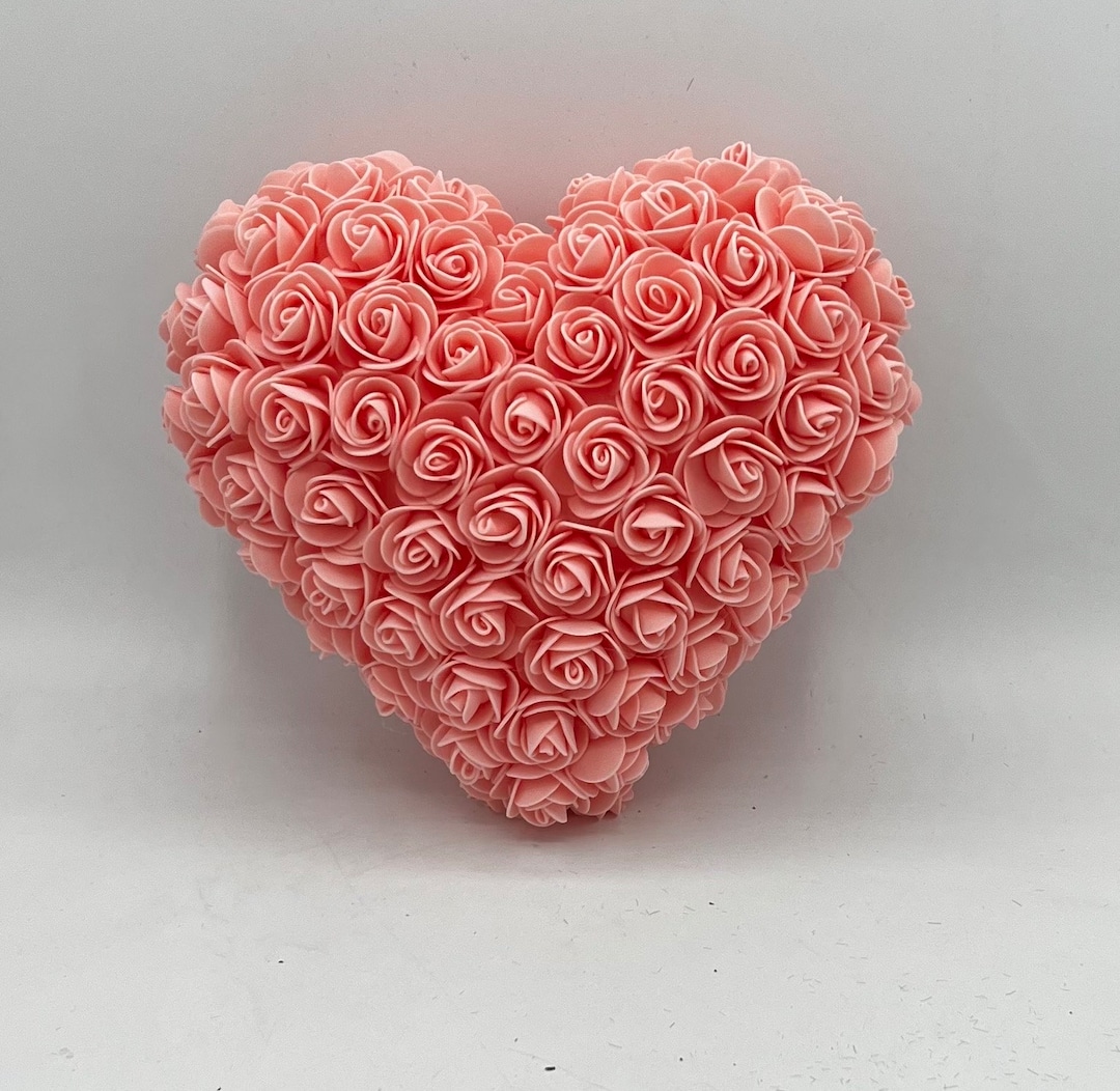 Decorative Large Rose Heart, Delicate Pink Foam Rose Covered Heart ...