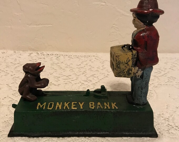 Cast Iron Monkey Bank - Etsy