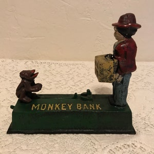 Cast Iron Monkey Bank - Etsy