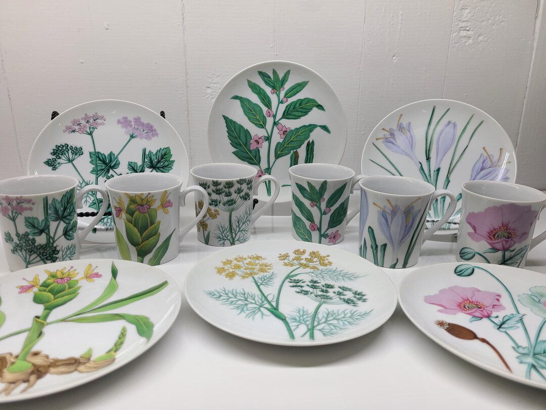 Vintage Horchow Botanical Collection - Complete (12) Piece Set - Salad ...