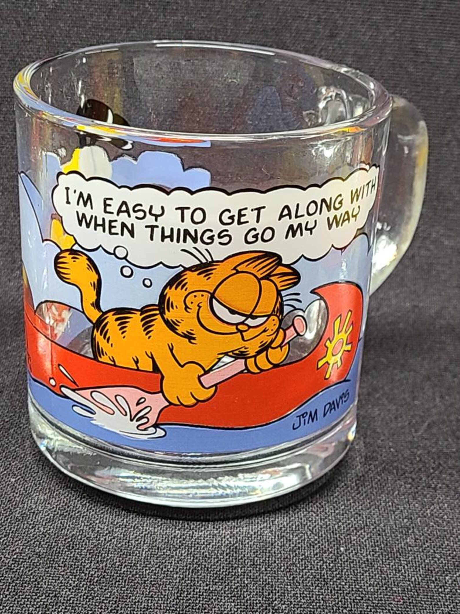 Garfield Glass Cups Anchor Hocking Mugs 1979 1980 Jim Davis Vintage ...