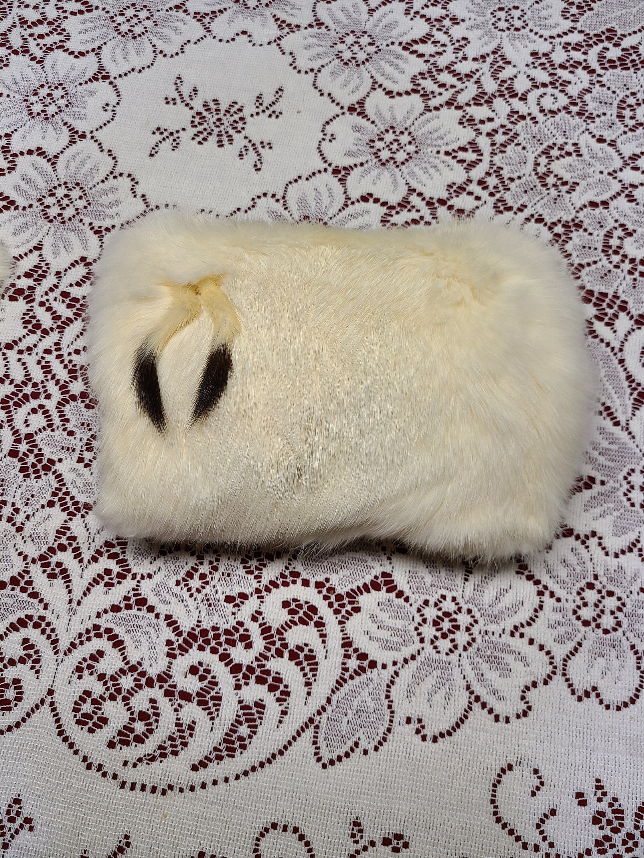 Vintage Child's White Rabbit Fur Muff Collar & Headband | Etsy