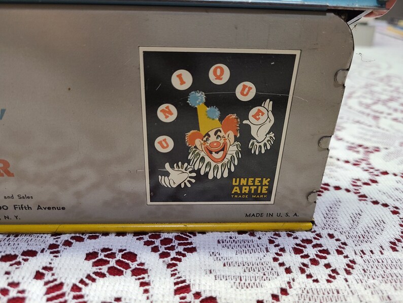 Vintage UNIQUE Tin Litho Toy Dial Typewriter dependable Uneek Artie ...