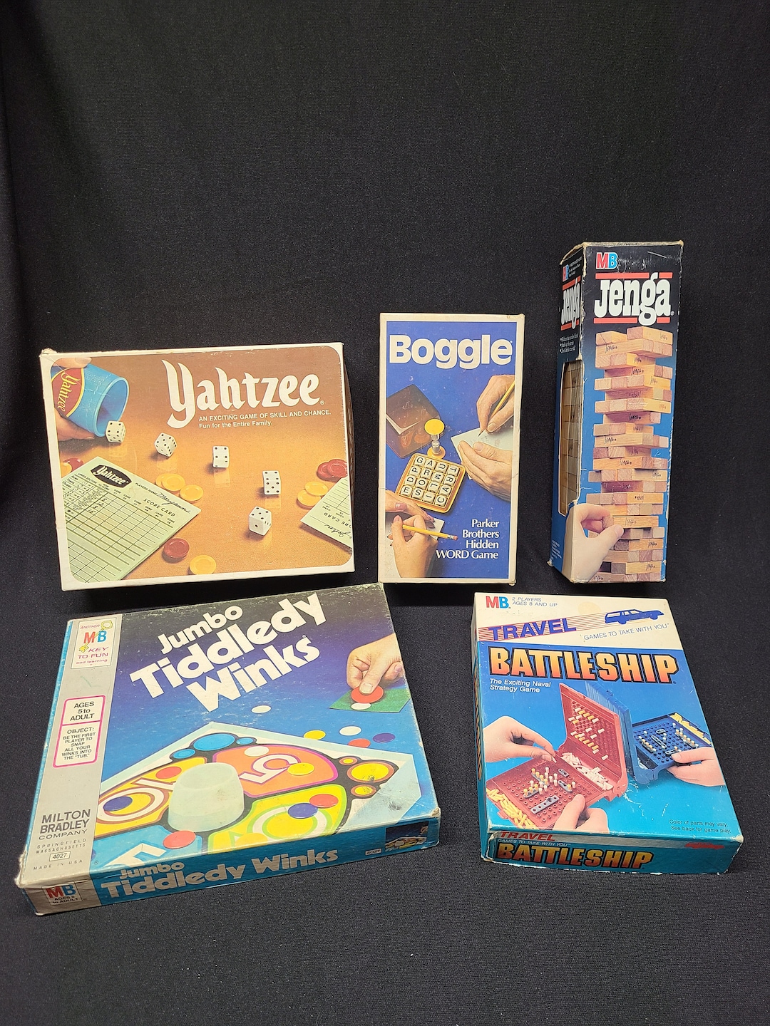 60s, 70s, & 80s Games - Yahtzee - Boggle Game - Jenga - Jumbo Tiddledy ...