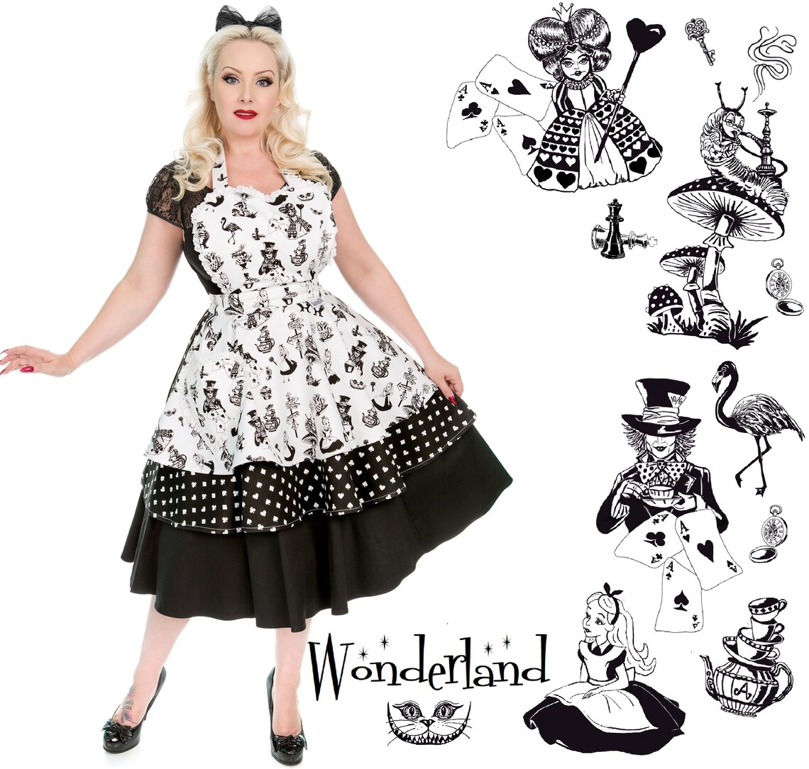 Alice in Wonderland Womens Apron. Retro Vintage Style Sweetheart Apron ...