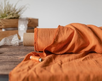 Orange Linen Fabric | Etsy