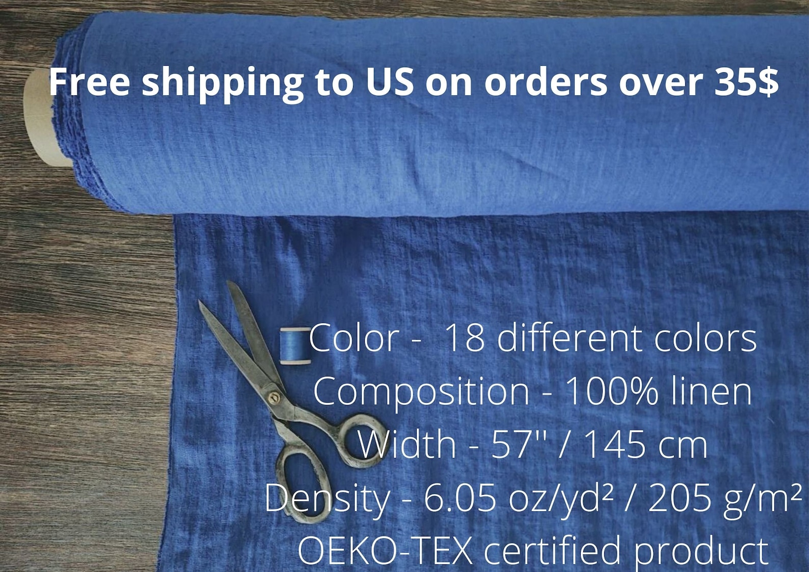 Linen Fabric Blue Color Fabric by the Yard or Meter Softened - Etsy