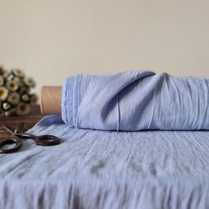 Powder Blue Linen Fabric, Washed Softened Flax Fabrics, Fabric by the ...