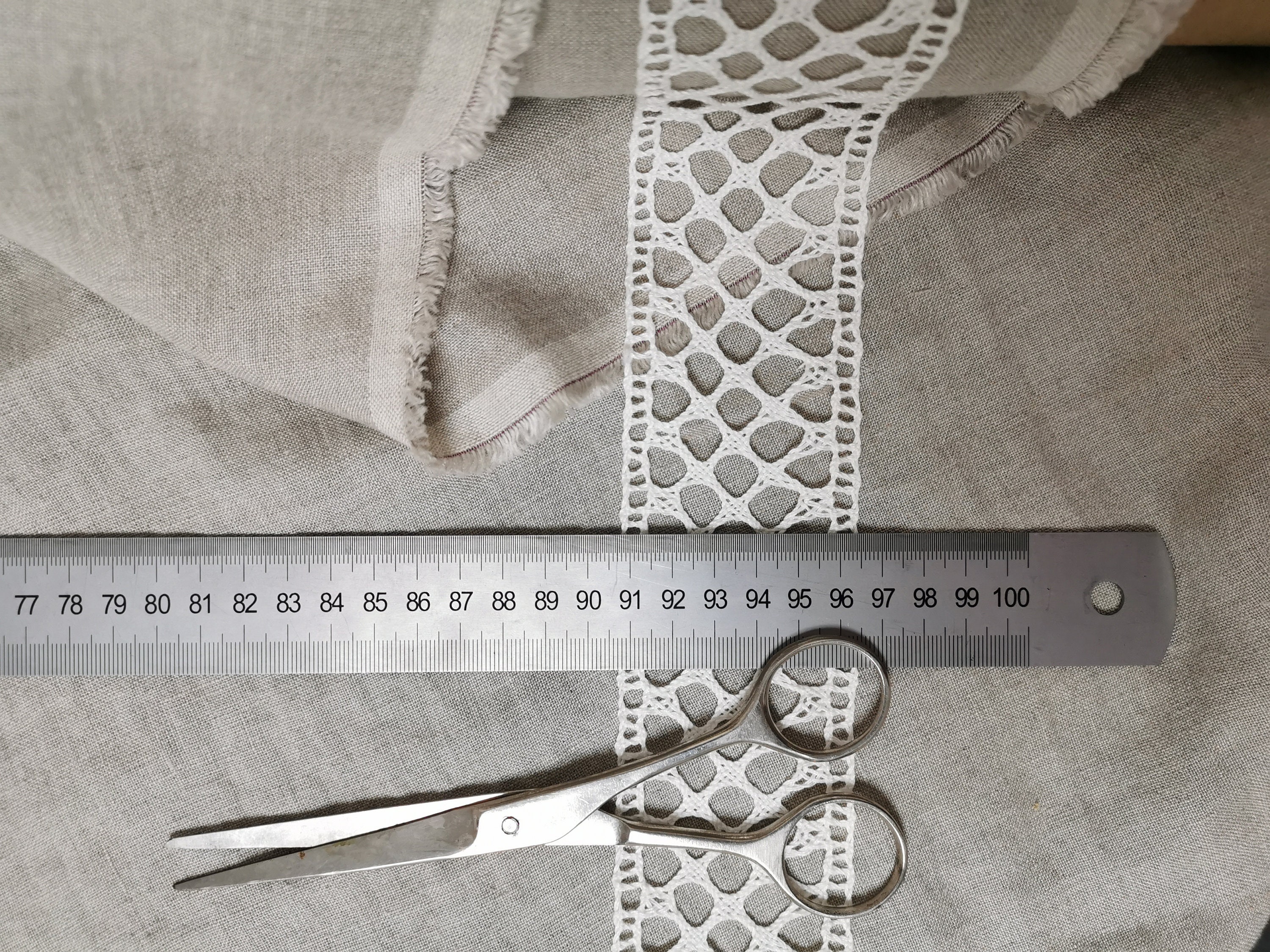 LAST PIECE White Linen lace, Flax lace by yard, Flax lace