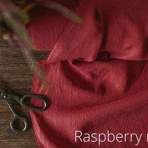 Linen Fabric Red Color Shades, Fabric by the Yard or Meter, Softened ...