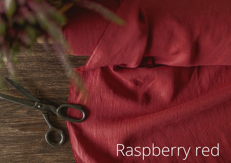 Linen Fabric Red Color Shades, Fabric by the Yard or Meter, Softened ...