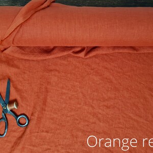 Rust Orange Linen Fabric, Brick Brown Linen Fabric by the Yard or Meter ...