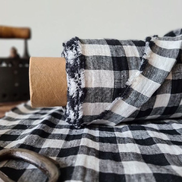 Checked Linen Fabric - Etsy