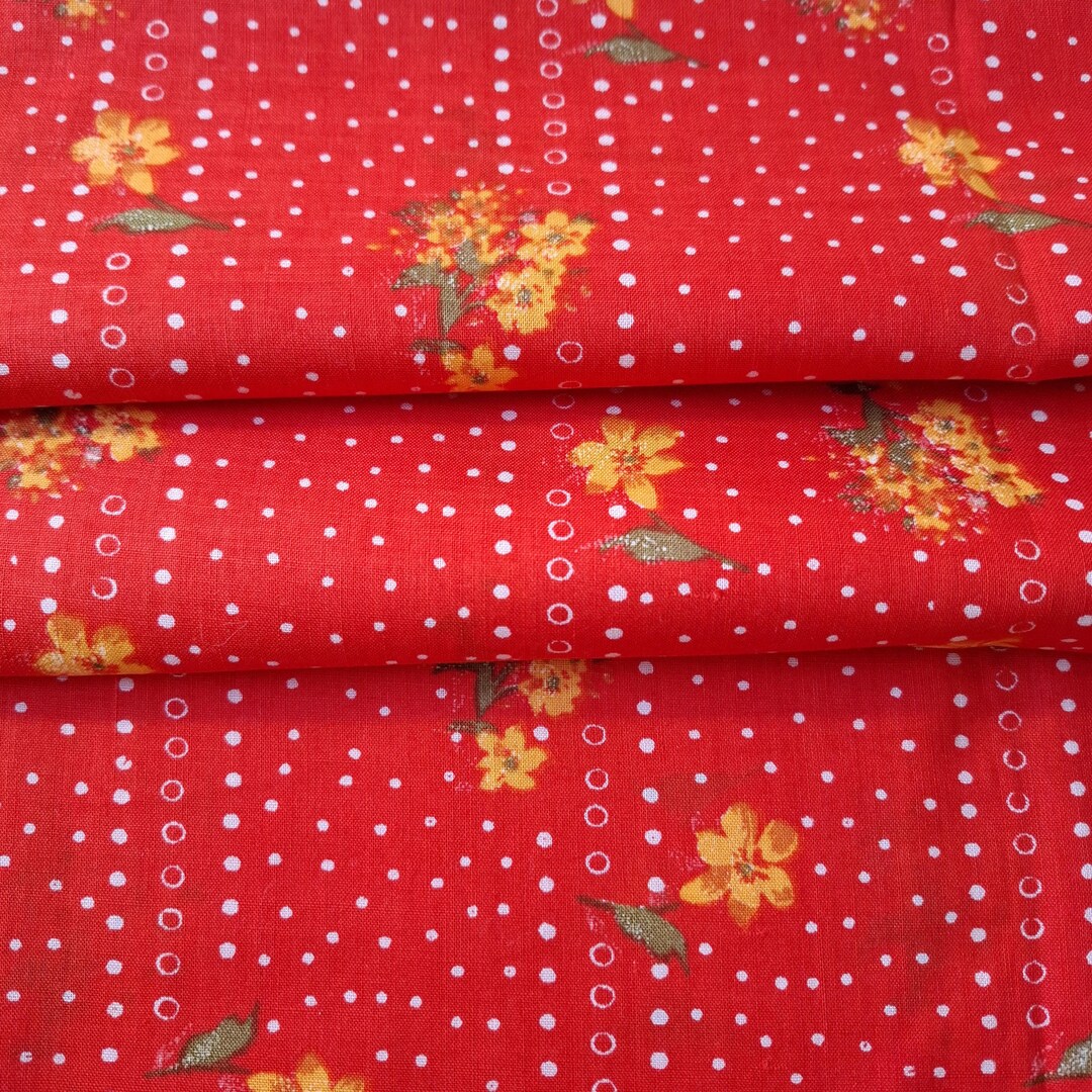 Vintage Cotton Fabric Red Multicolor - Etsy