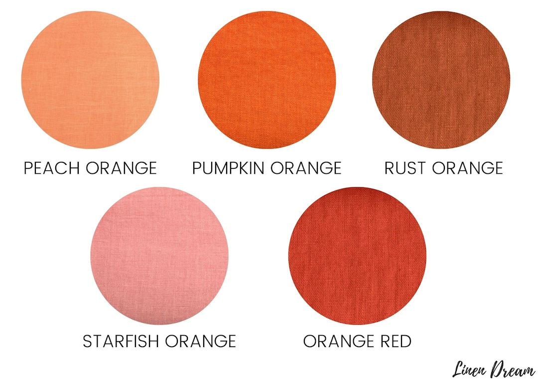 Linen Fabric Orange Shades, Fabric by the Yard or Meter, Softened ...