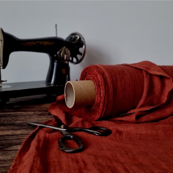 Linen Rust Fabric - Etsy