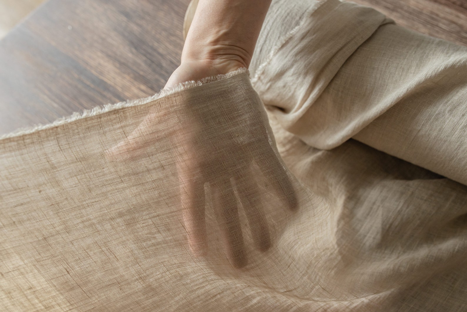 Linen Fabric Gauze Beige Sand, Sheer Cheesecloth Linen Fabric, Fabric ...