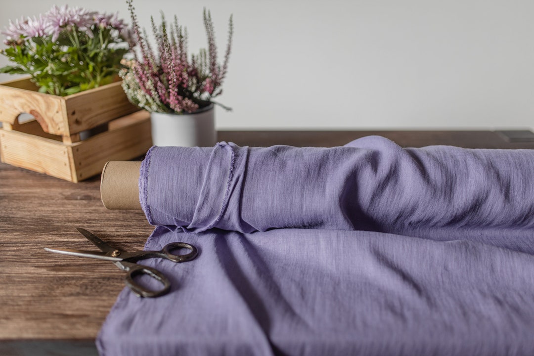 Linen Fabric Lavender Purple, Washed Softened Flax Fabrics, Fabric by ...