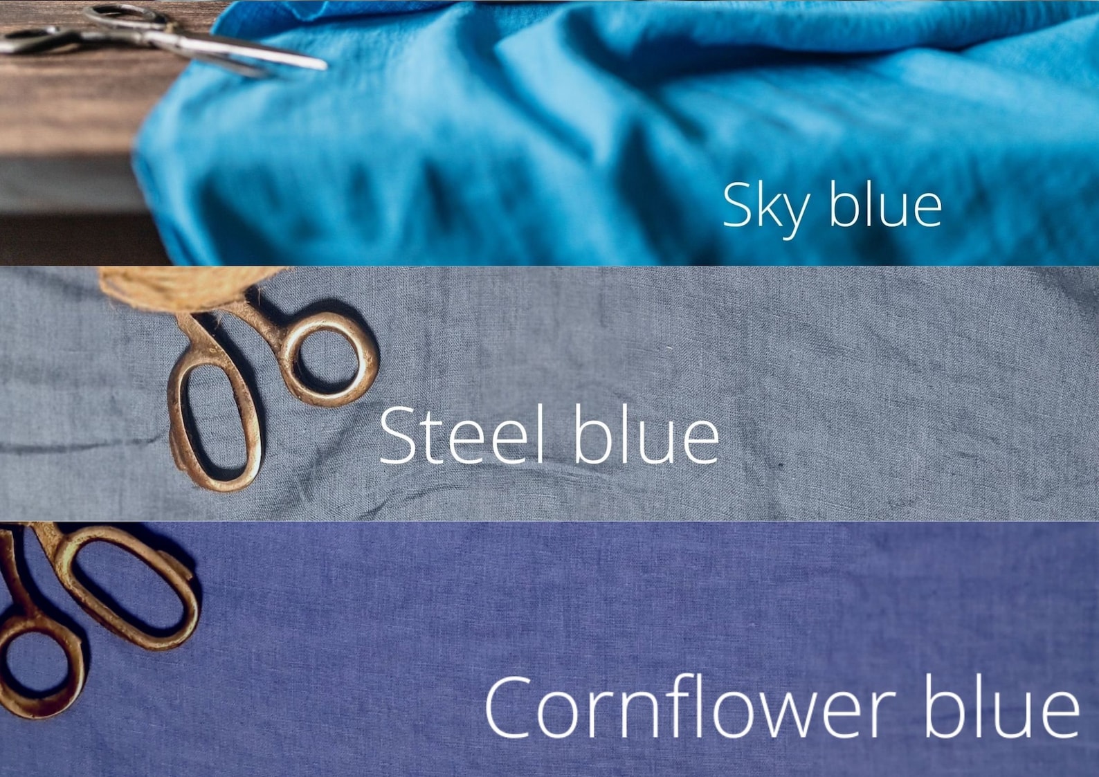 Linen Fabric Blue Color Fabric by the Yard or Meter Softened - Etsy