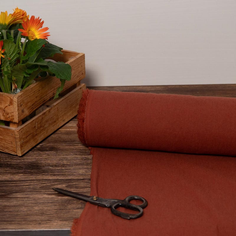 Orange Linen Fabric - Etsy Australia