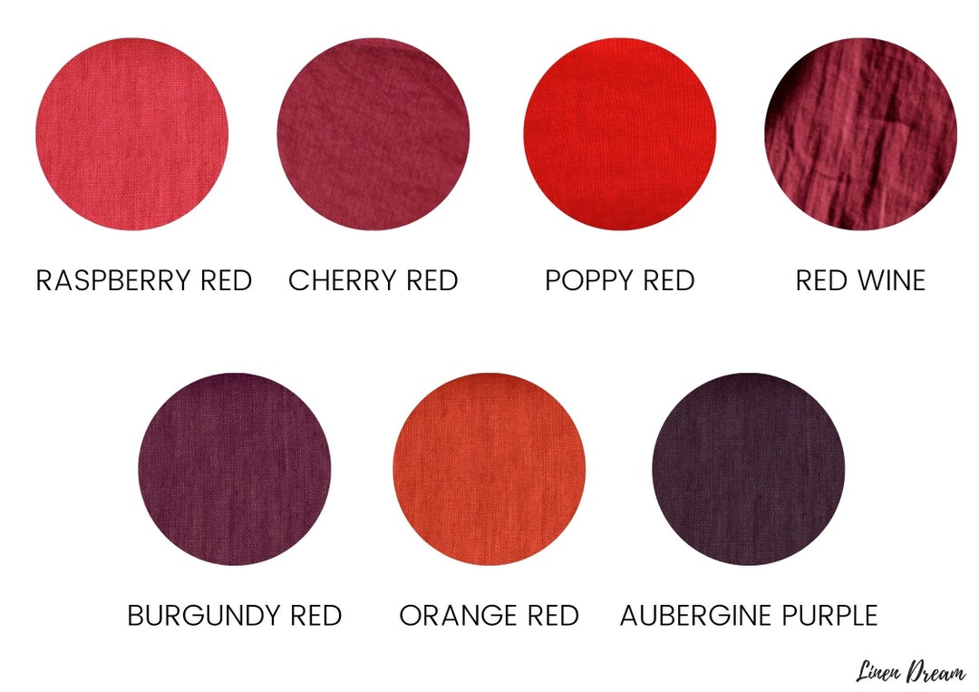 Linen Fabric Red Color Shades, Fabric by the Yard or Meter, Softened ...