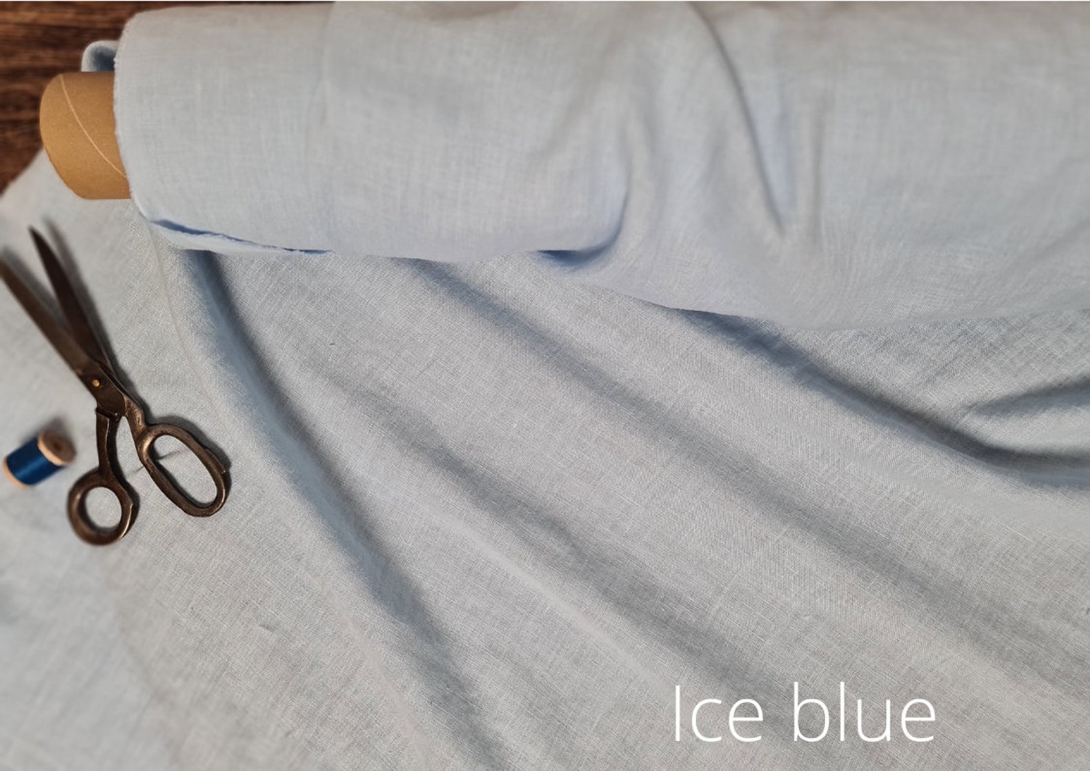 Linen fabric ice blue Fabric by the yard or meter Softened | Etsy