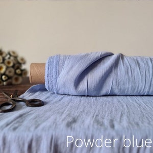 Linen Fabric Ice Blue, Fabric by the Yard or Meter, Softened Pre Washed ...