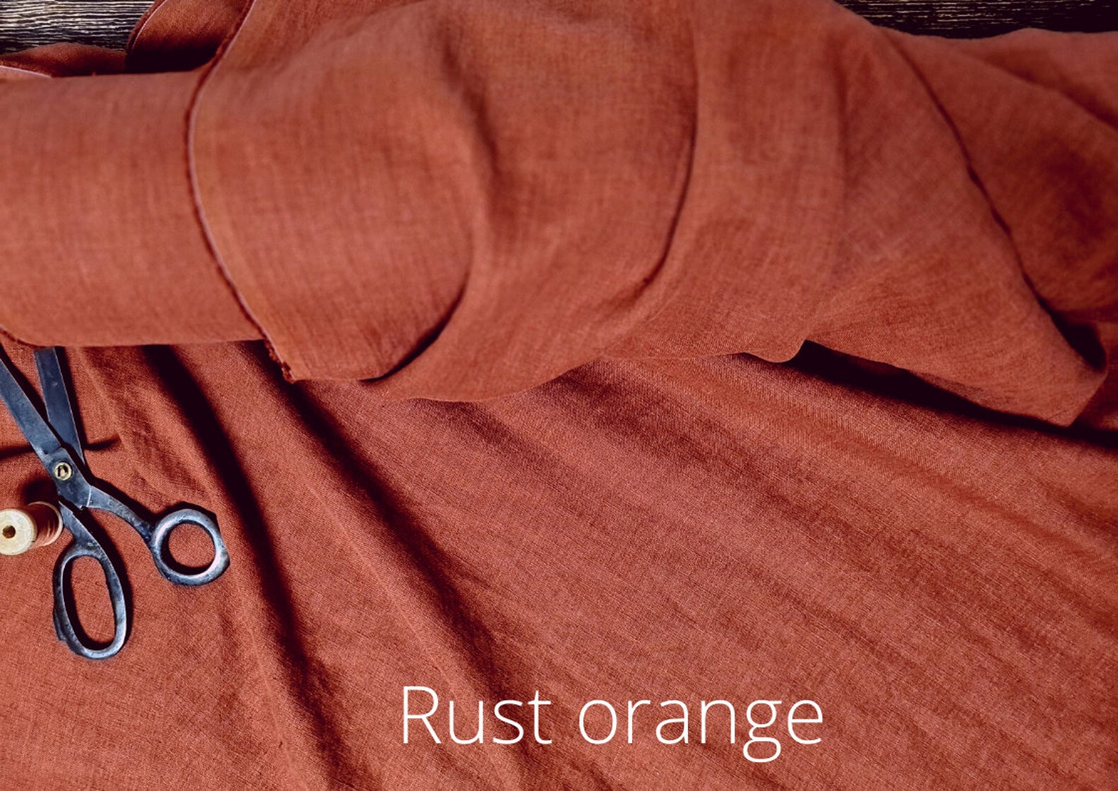 Rust Orange Linen Fabric, Brick Brown Linen Fabric by the Yard or Meter ...