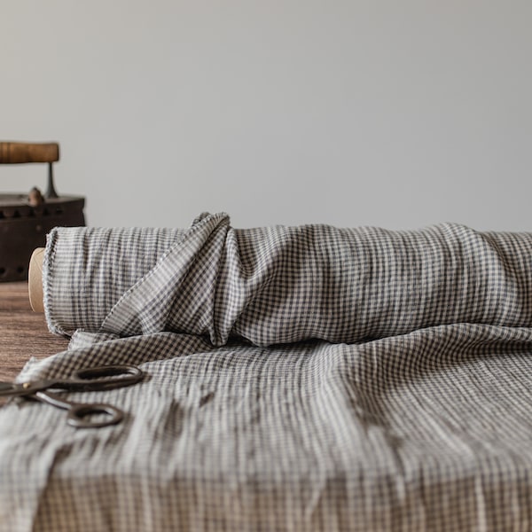 Checked Linen Fabric - Etsy