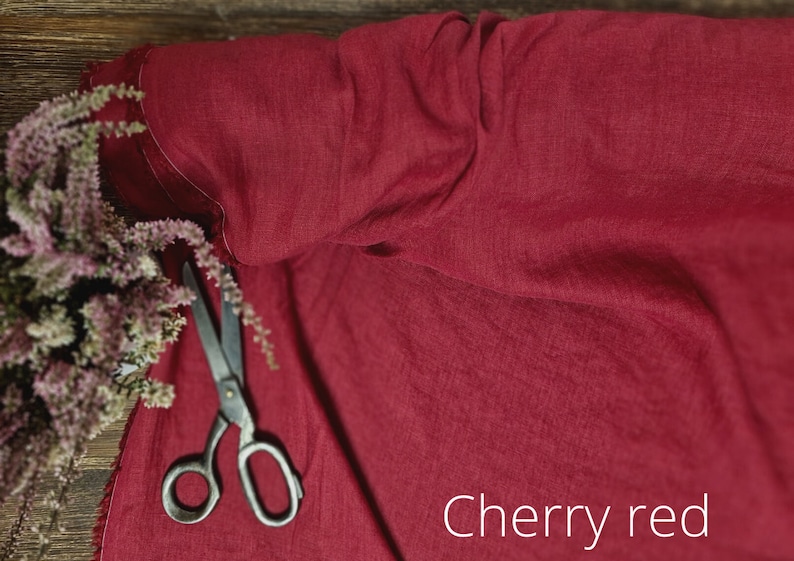 Raspberry Red Linen Fabric Fabric by the Yard or Meter | Etsy