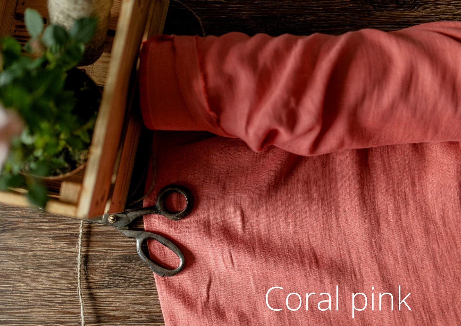 Linen Fabric Coral Pink Washed Softened Flax Fabrics Fabric - Etsy