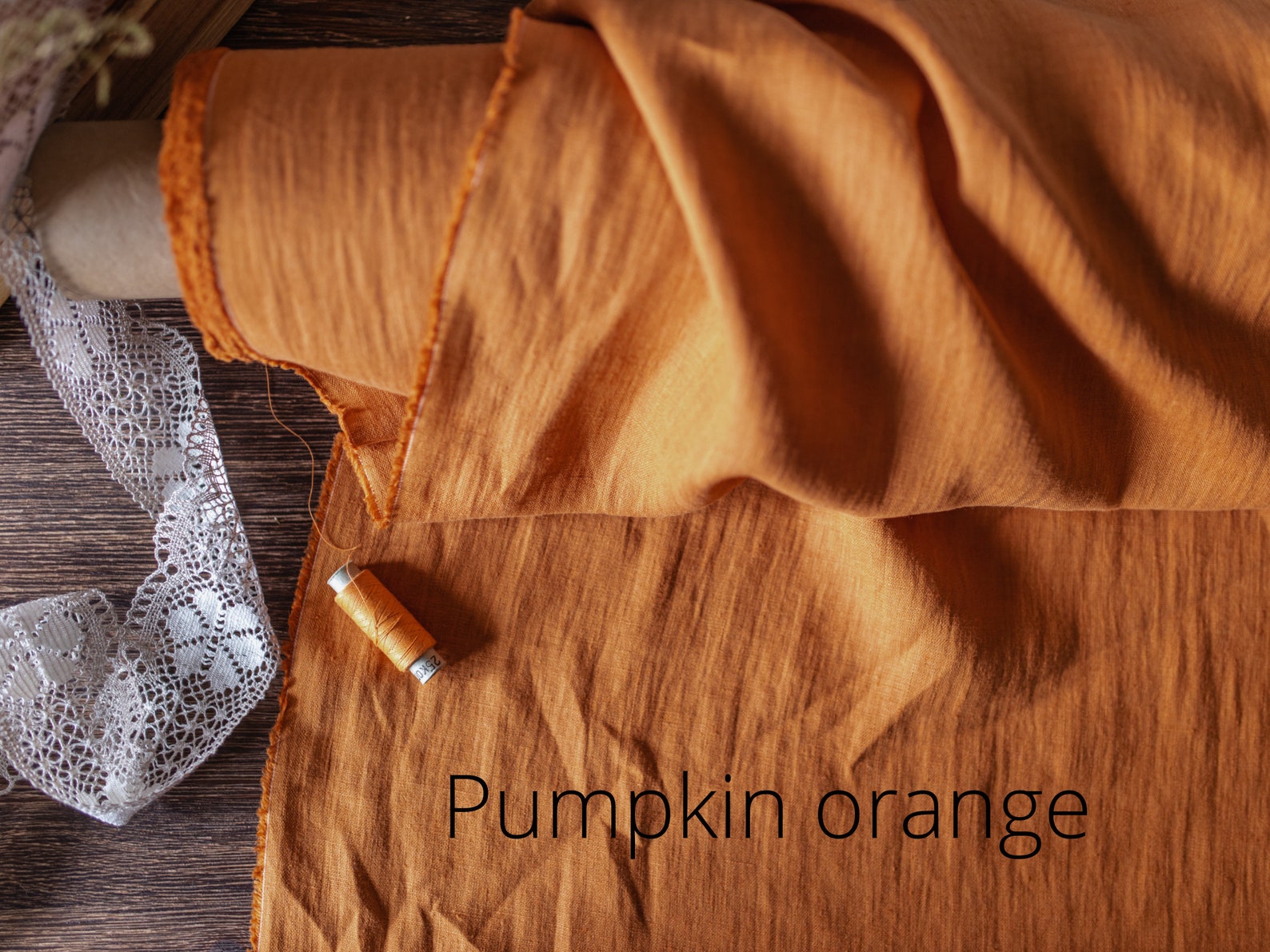 Rust Orange Linen Fabric, Brick Brown Linen Fabric by the Yard or Meter ...