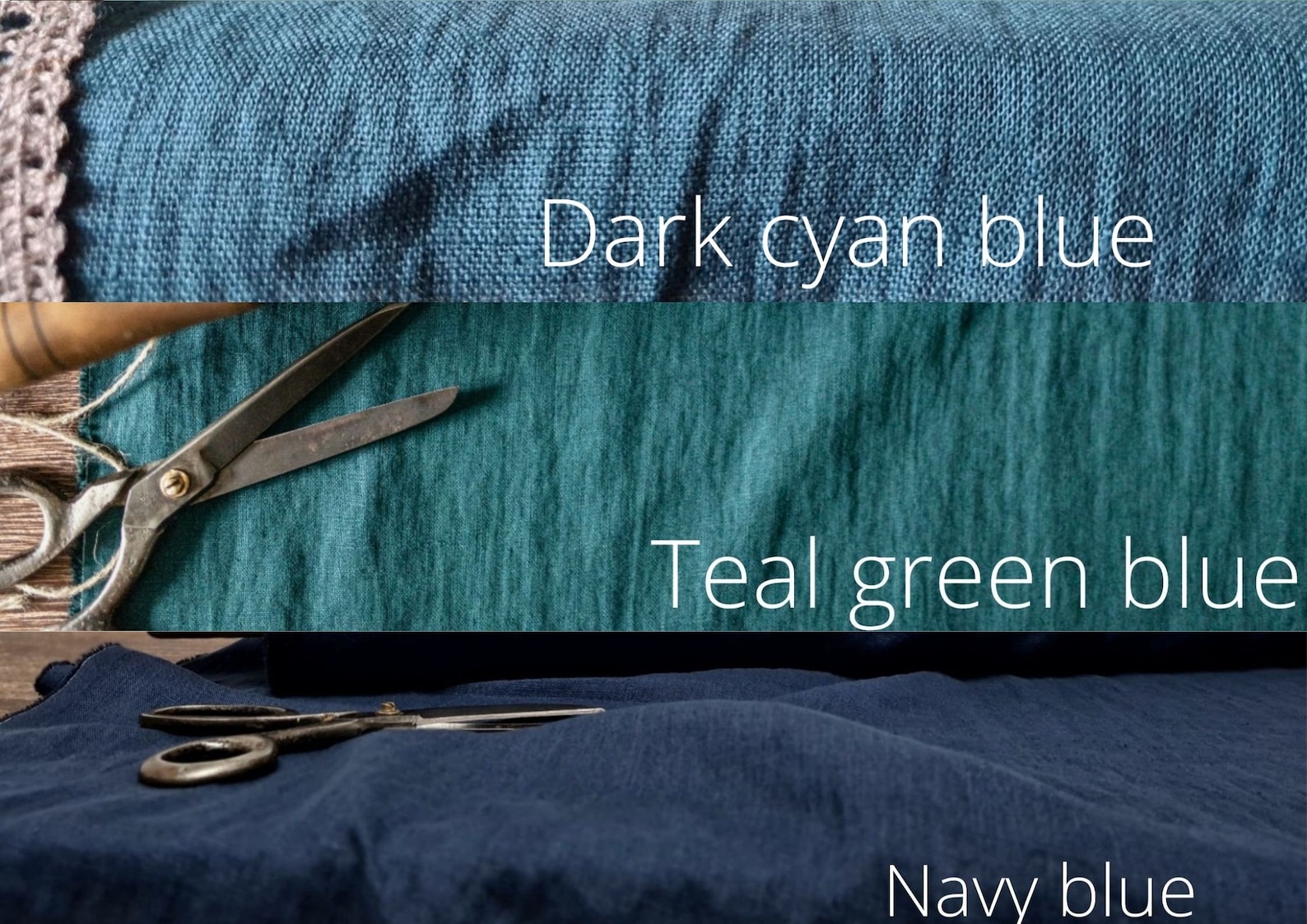 Linen Fabric Blue Color Fabric by the Yard or Meter Softened - Etsy