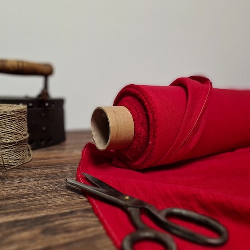 Raspberry Red Linen Fabric Fabric by the Yard or Meter - Etsy