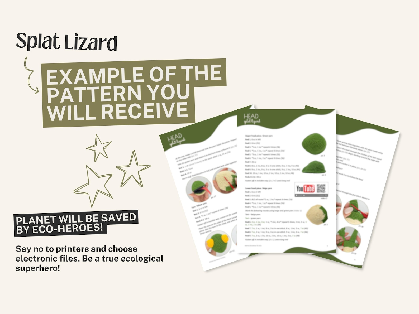 Crochet Pattern Coaster Splat Lizard Funny Handmade Design for Mug or ...