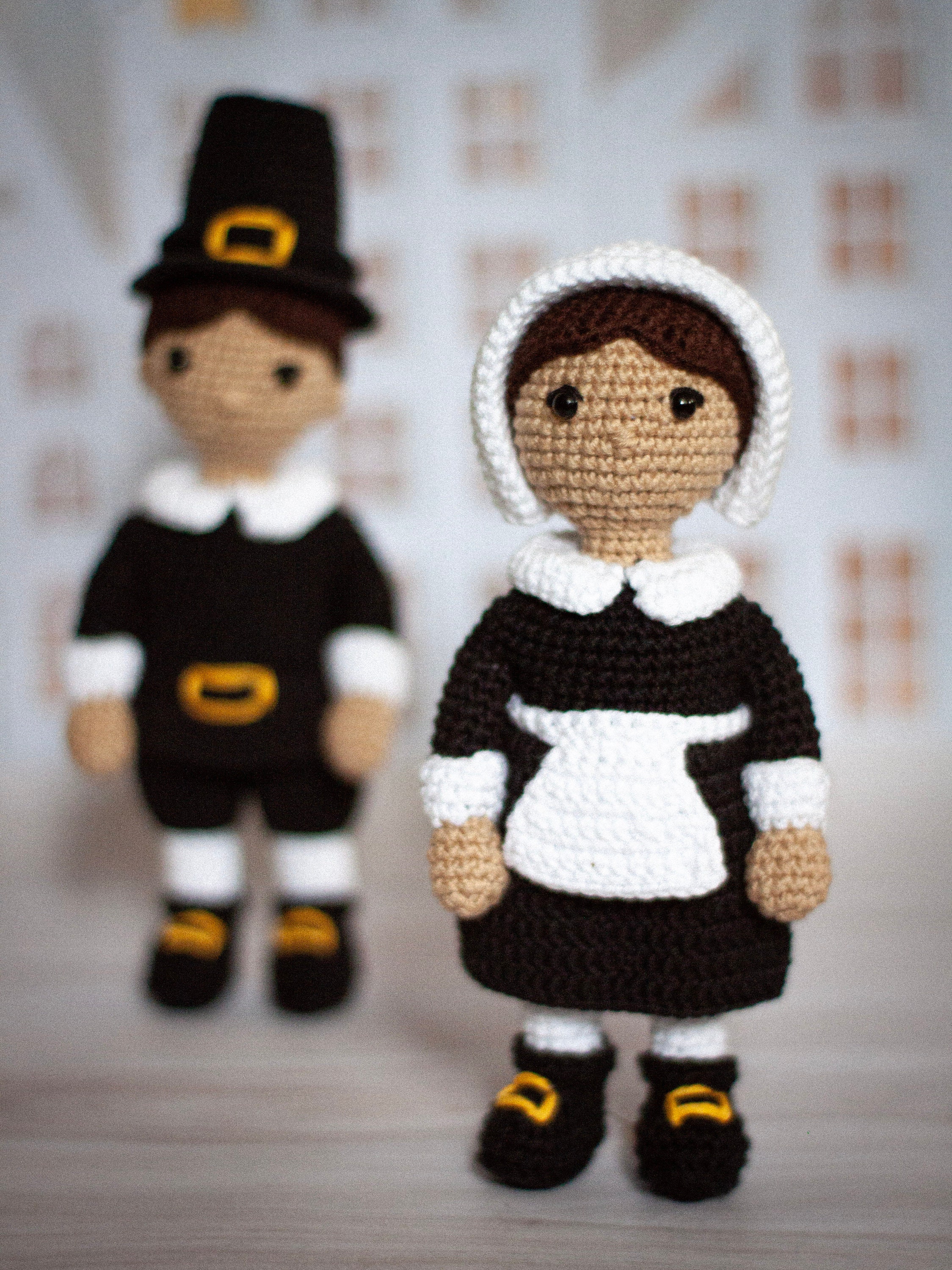 Crochet Patterns Amigurumi Stuffed Mr. and Mrs. Pilgrims Thanksgiving ...