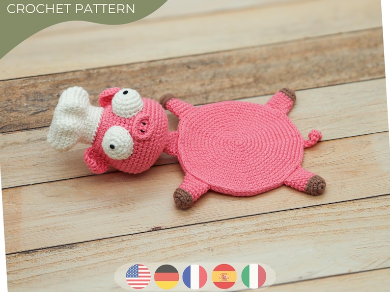 Funny Splat Pig Crochet Coaster Pattern, Amigurumi Pig Placemat PDF ...