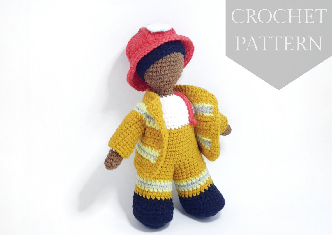 Crochet Patterns Amigurumi Stuffed Firefighter Doll PDF / | Etsy